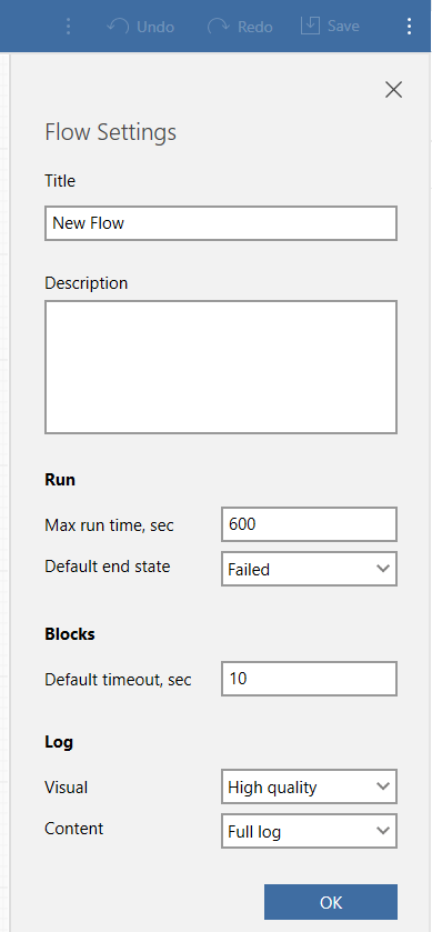 LEAPWORK Documentation: Flow Settings