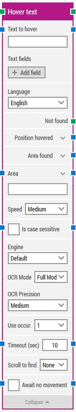 The Mouse and Keyboard building blocks -Hover Text- LEAPWORK