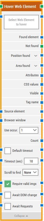 Hover Web Element Web Building Blocks | Leapwork Documentation