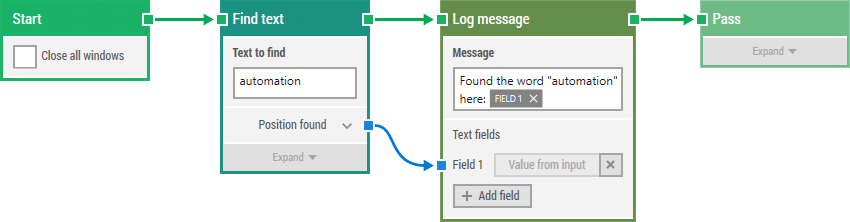 Log Message | Debugging Building Blocks | Leapwork Documentation