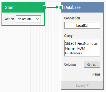 Using aliases with the Database block