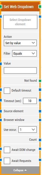 Set Web Dropdown Web Building Blocks | Leapwork Documentation