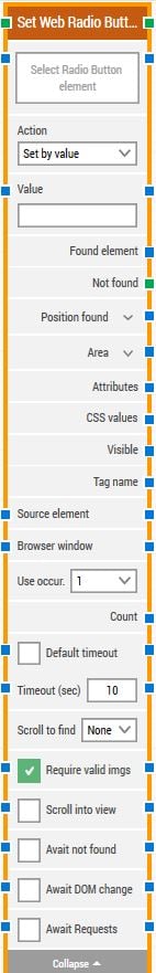 Set Web Radio Button Web Building Blocks | Leapwork Documentation