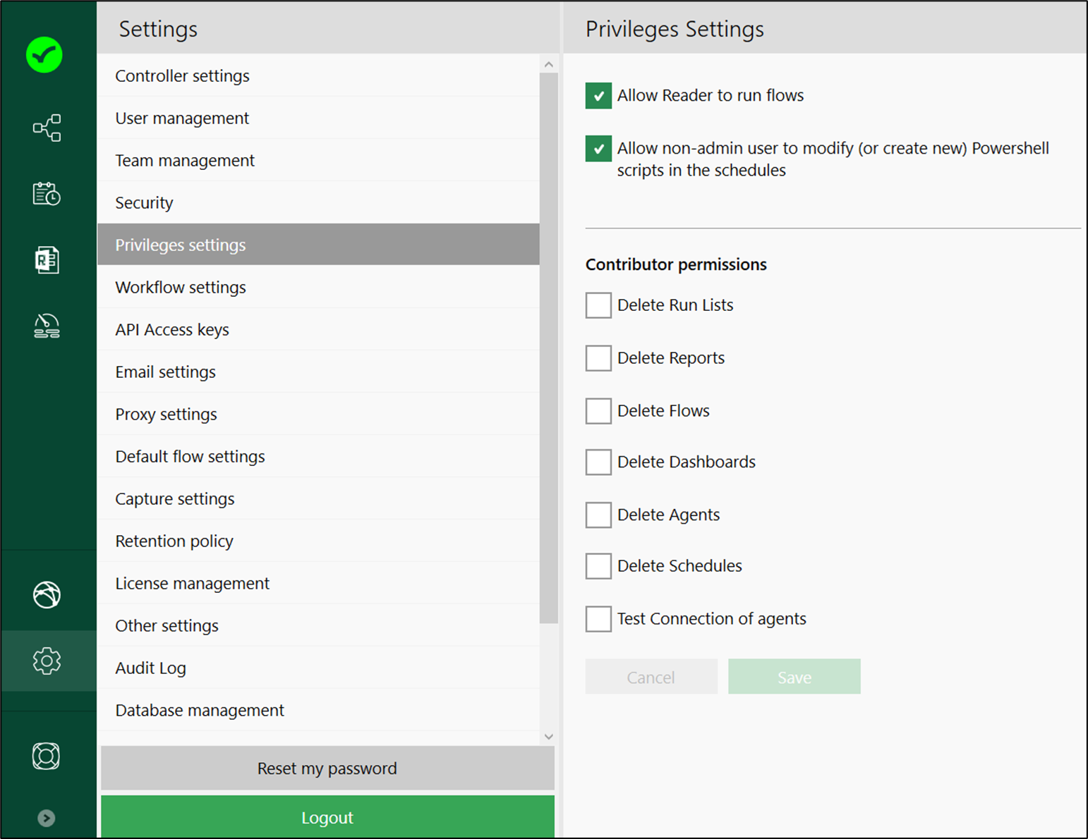 Privileges Settings | Leapwork Documentation