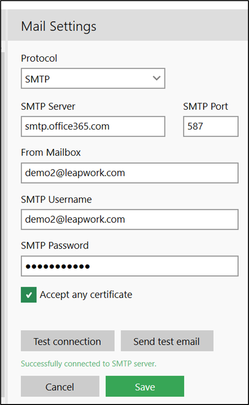 E-mail Settings | Leapwork Documentation