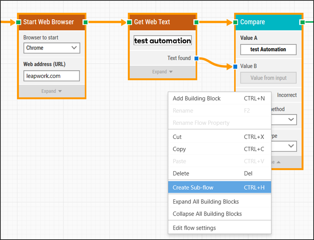 Sub-flows | Leapwork Documentation
