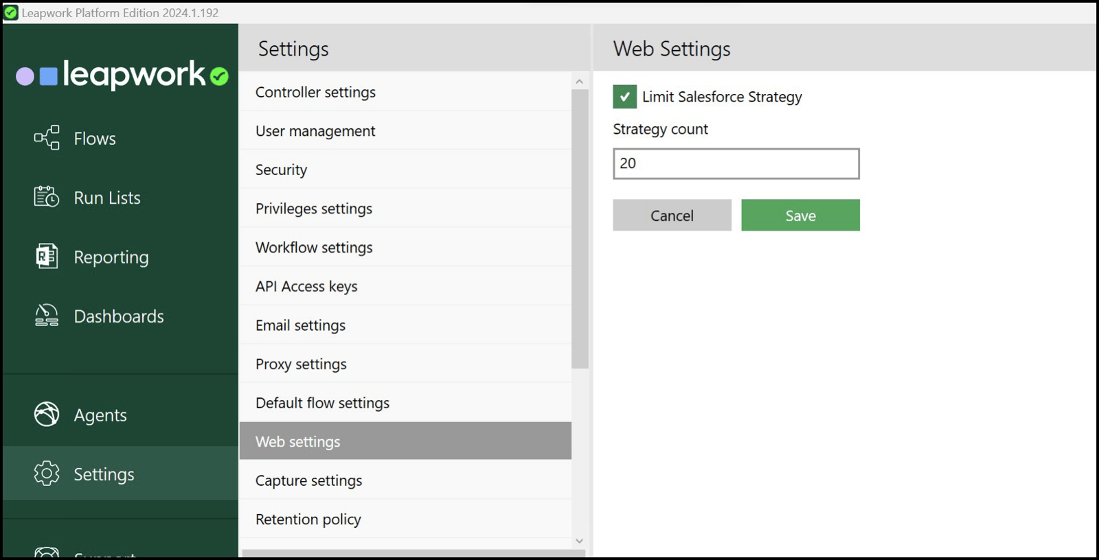 Web Settings | Leapwork Documentation