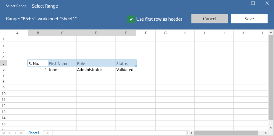Write Excel | Data-driven Building Blocks | Leapwork Documentation