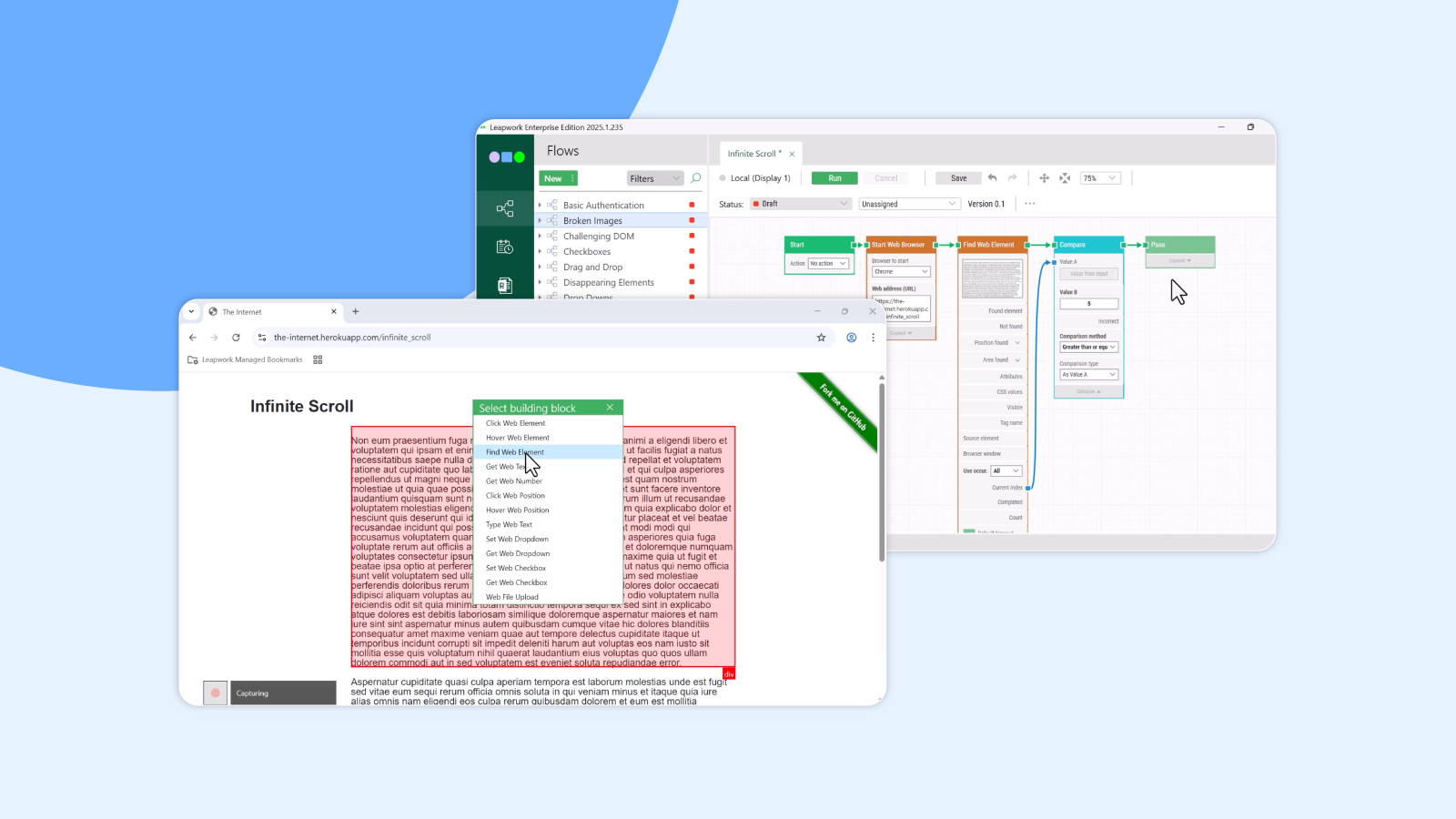 Infinite scroll | Testing the Internet | Leapwork